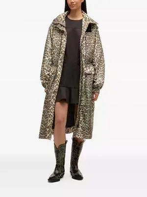 GANNI Leopard-print Zip-up Coat
