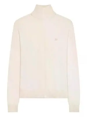 COURREGES Mock-neck Merino Wool Sweater - Neutrals