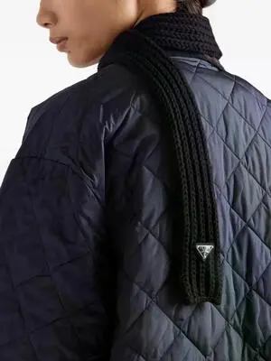 Prada Enameled Triangle Knit Scarf - Black