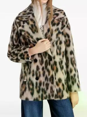 GAELLE Leopard Print Double-breasted Coat