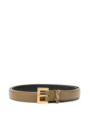 Saint Laurent Cassandre-plaque Belt - Green