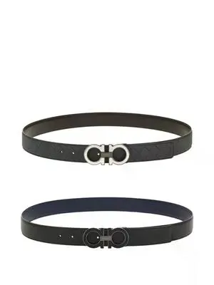 FERRAGAMO Reversible Gancini Buckle Belt - Black
