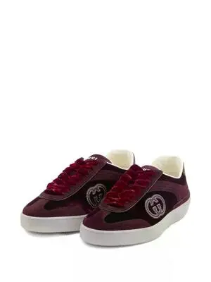 Gucci Gg-logo Velvet-effect Sneakers - Red