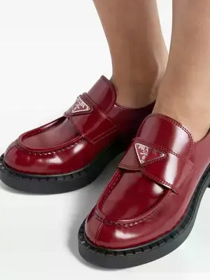 Prada Leather Loafers With Logo