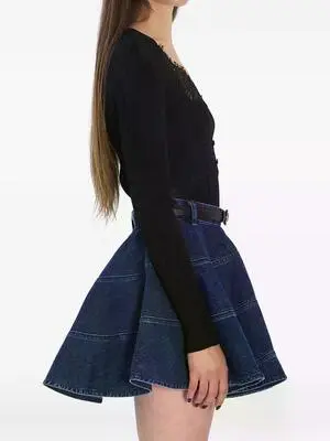 SELF-PORTRAIT Lace Button Top - Black
