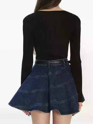 SELF-PORTRAIT Lace Button Top - Black