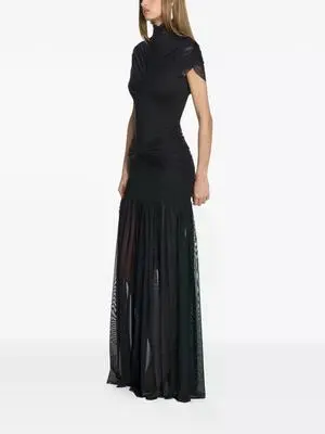 AXEL 113 Mesh-paneled Maxi Dress - Black