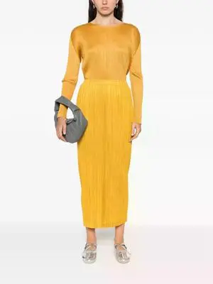 Issey Miyake Pleated Maxi Skirt - Yellow