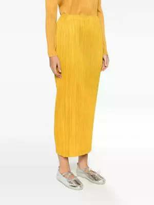 Issey Miyake Pleated Maxi Skirt - Yellow