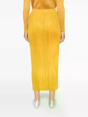 Issey Miyake Pleated Maxi Skirt - Yellow