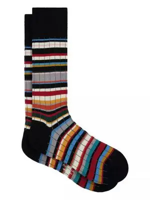 Paul Smith Striped Cotton Socks - Black