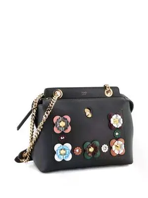 Fendi Flowerland Dotcom Convertible Embellished Leather Small Satchel