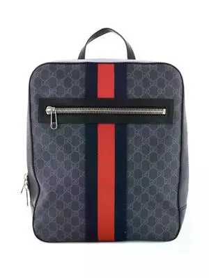 Gucci Web Zip Gg Coated Canvas Medium Backpack