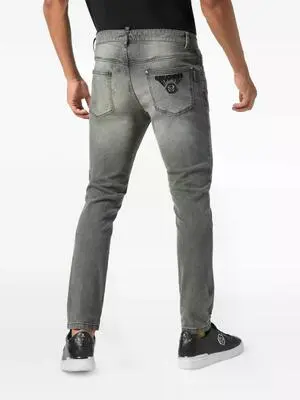 Philipp Plein Embroidered-logo Jeans - Grey