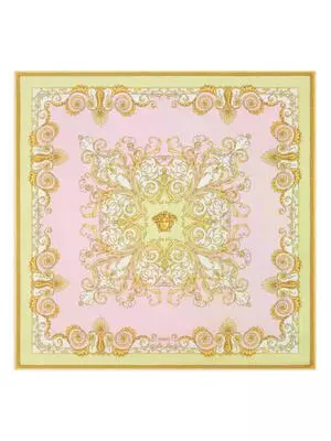 Versace Spring Barocco Printed Silk Scarf - Pink