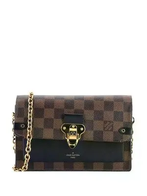 LOUIS VUITTON Vavin Chain Wallet Nm Damier With Leather Crossbody Bag - Black