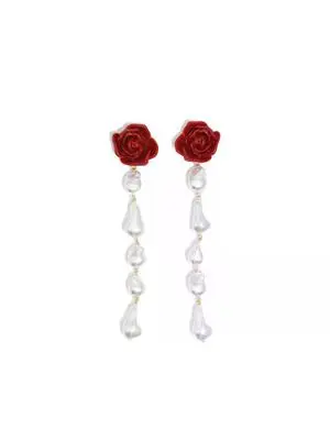 Bimba Y Lola Rose Faux-pearl Drop Earrings - White