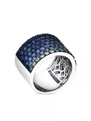 RUCHI NEW YORK 18k White Gold Ombre Cigar Sapphire Ring - Silver