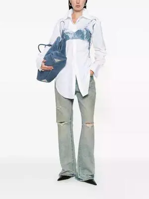 JEAN PAUL GAULTIER Bra-print Cotton Shirt - White