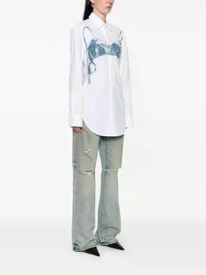 JEAN PAUL GAULTIER Bra-print Cotton Shirt - White