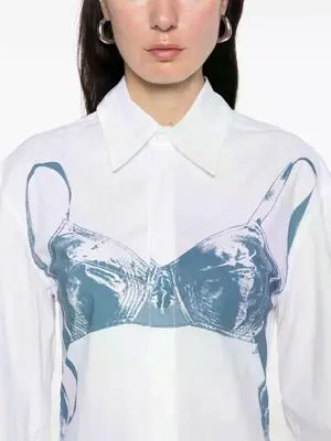 JEAN PAUL GAULTIER Bra-print Cotton Shirt - White