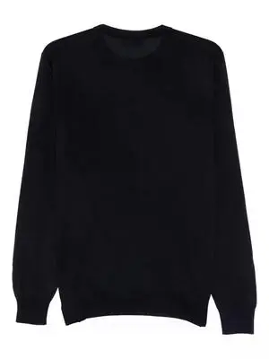 DELL'OGLIO Crew Neck Paneled Sweater - Blue