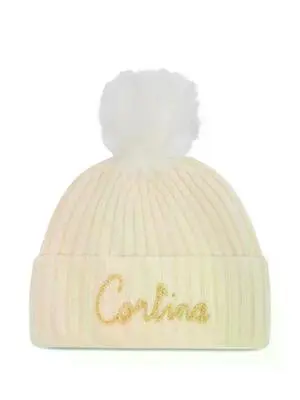 MC2 SAINT BARTH Pom-pom Ribbed Beanie - Neutrals