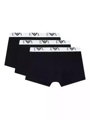 Emporio Armani Logo-detailed Stretch-jersey (pack Of Three) Black