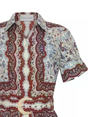 Cara Cara Malena Paisley-print Mini Dress - Neutrals