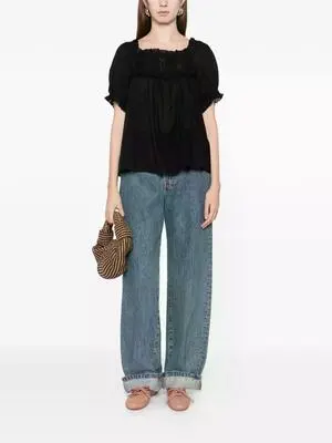 DÔEN Frances Ruffled Top - Black