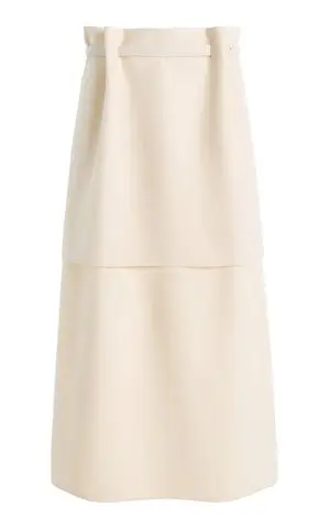 Bevza Belted Double-layer Midi Skirt - Ivory