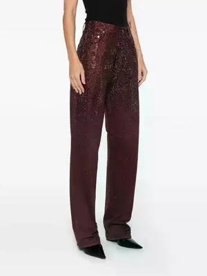 GOLDEN GOOSE Burgundy Denim Jeans With Gradient Crystals - Red