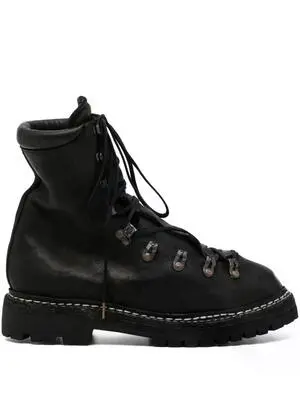Guidi Lace-up Leather Boots - Black
