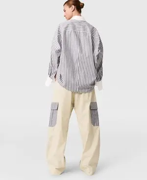 Stella McCartney Oversized Mixed Stripe Cargo Trousers - Gray/white