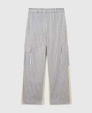 Stella McCartney Oversized Mixed Stripe Cargo Trousers - Gray/white