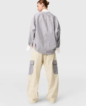 Stella McCartney Oversized Mixed Stripe Cargo Trousers - Gray/white