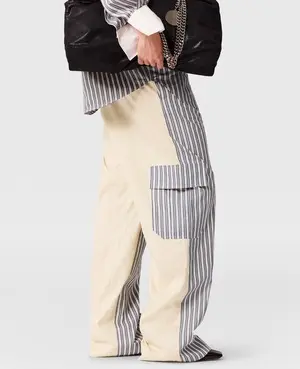 Stella McCartney Oversized Mixed Stripe Cargo Trousers - Gray/white