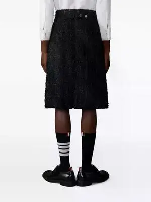 Thom Browne Tweed Frayed Pleated Skirt