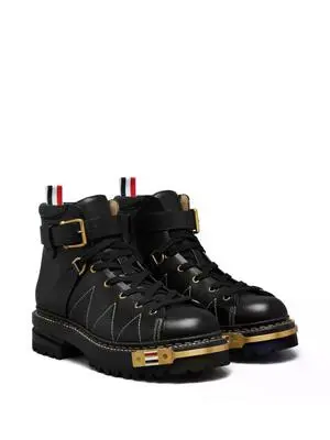 Thom Browne Leather Boots With Rwb Detailing
