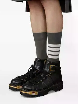 Thom Browne Leather Boots With Rwb Detailing