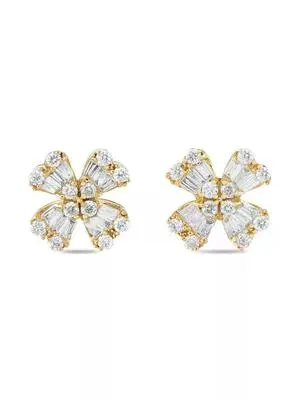LB EXCLUSIVE 14k Yellow Diamond Flower Stud Earrings - Gold