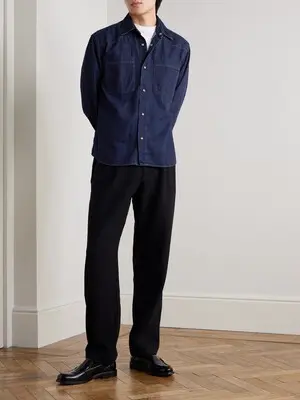 Oliver Peoples Morton Straight-leg Pleated Cotton-blend Suit Trousers
