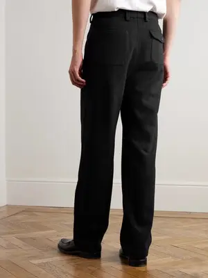 Oliver Peoples Morton Straight-leg Pleated Cotton-blend Suit Trousers