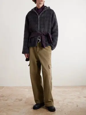 Our Legacy Brushed Wool-blend Zip-up Hoodie - Gray