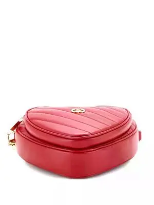 Gucci Interlocking G Heart Quilted Leather Mini Shoulder Bag - Red