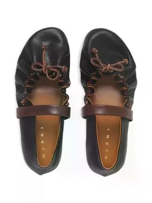Marni Leather Mary Jane Soft Ballerinas - Black