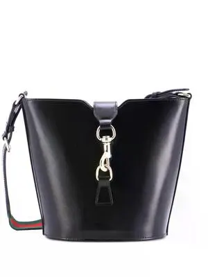 Gucci Jackie Web Leather Bucket Bag - Black