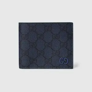 Gucci Green Interior Gg Bi-fold Wallet Gg Canvas - Blue
