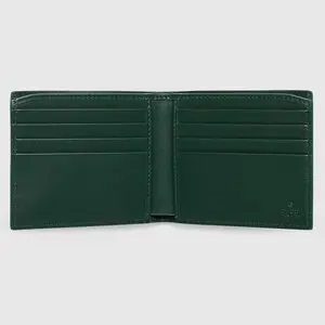 Gucci Green Interior Gg Bi-fold Wallet Gg Canvas - Blue