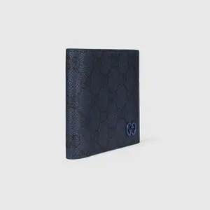 Gucci Green Interior Gg Bi-fold Wallet Gg Canvas - Blue